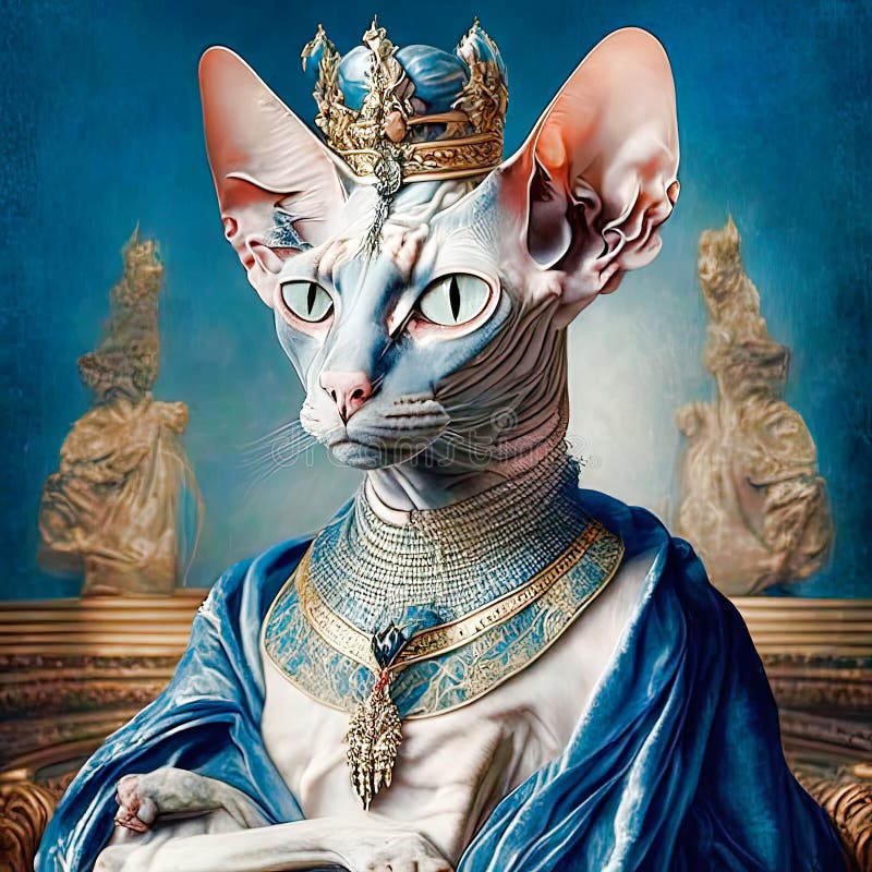 The Anthropomorphic Cat of the Sphinx Breed is a King in a Crown and ...