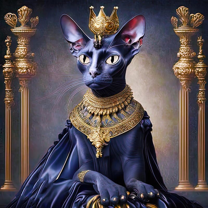 The Anthropomorphic Cat of the Sphinx Breed is a King in a Crown and ...