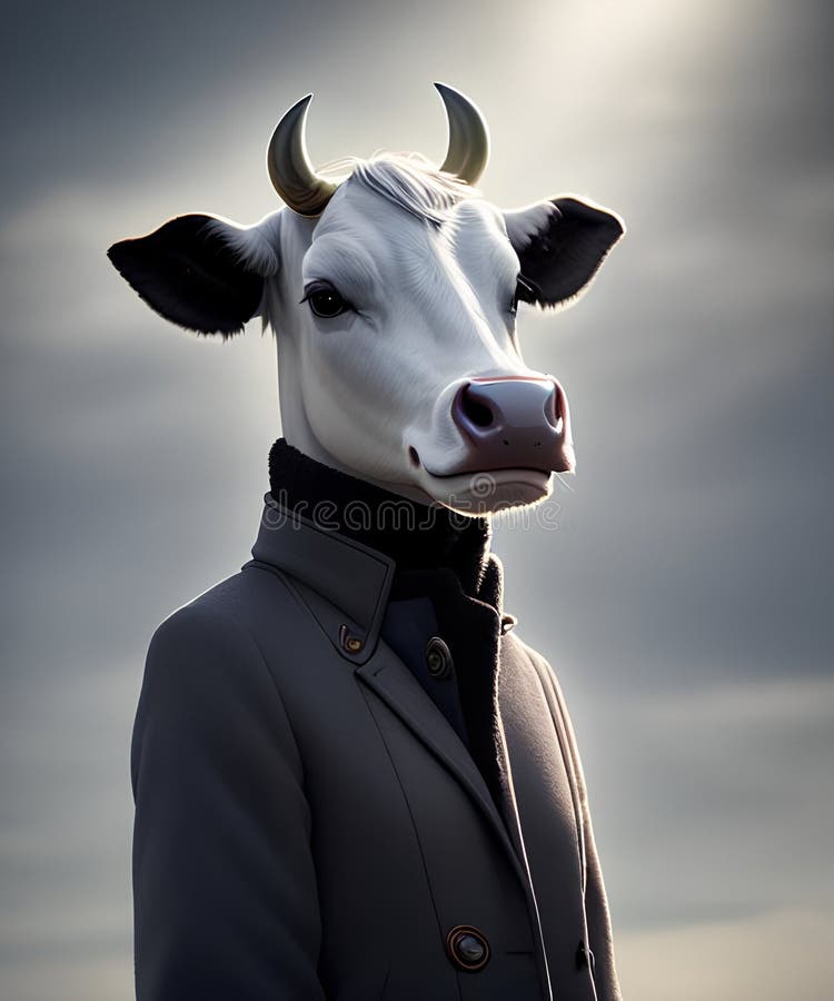 Anthropomorphic Cow - People, Cartoon Animal in Coat. Ai Generated ...