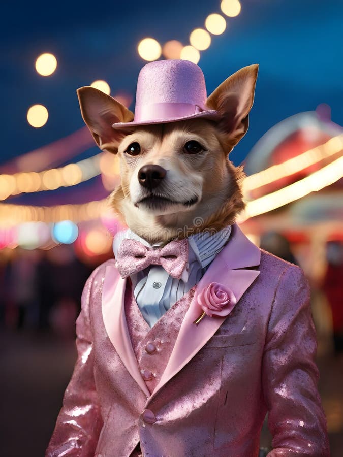 Anthropomorphic Dog at the Carnival Night - Pastel Colors and Glitter ...