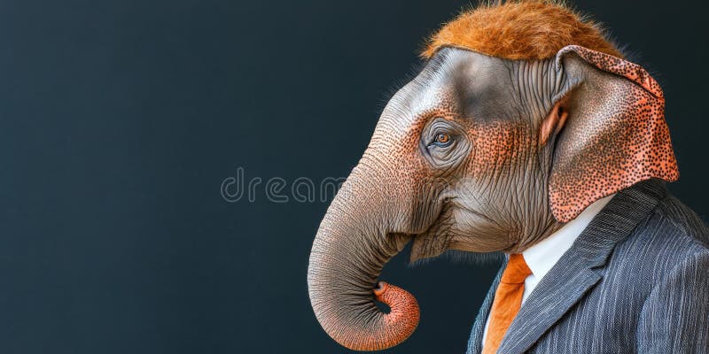 Anthropomorphic Elephant in Profile, Blending Animal and Human Traits ...