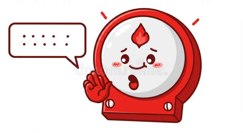 Anthropomorphic Fire Alarm Character with a Cute Face, Featuring Rosy ...
