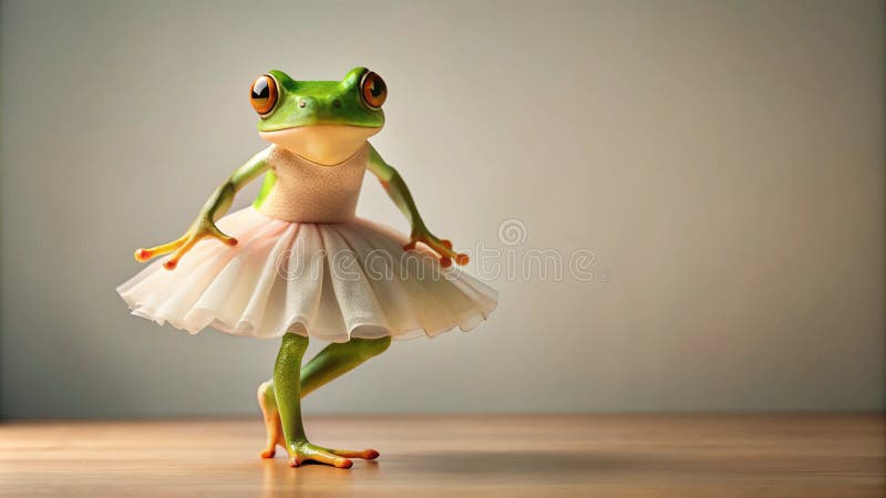 An Anthropomorphic Frog Gracefully Dressed in a Ballet Tutu Striking a ...