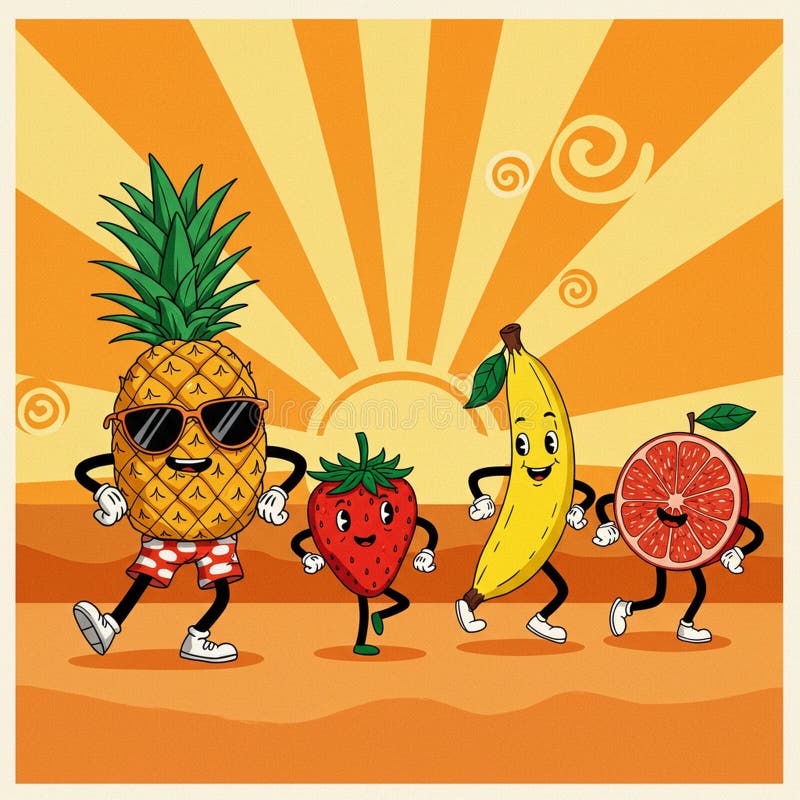 Anthropomorphic Fruit Characters with Animated Expressions March ...