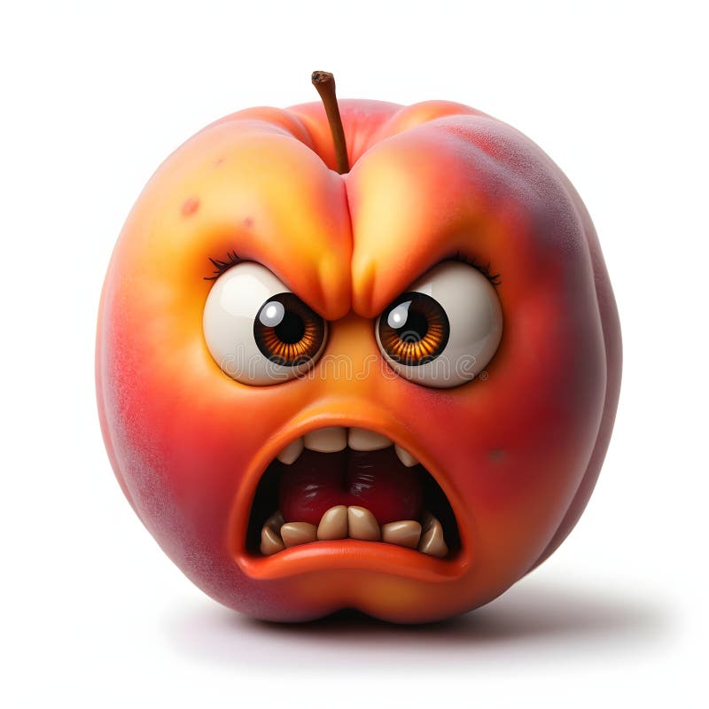 Angry Apple Face - Furious Fruit Character with Cartoon Expression ...