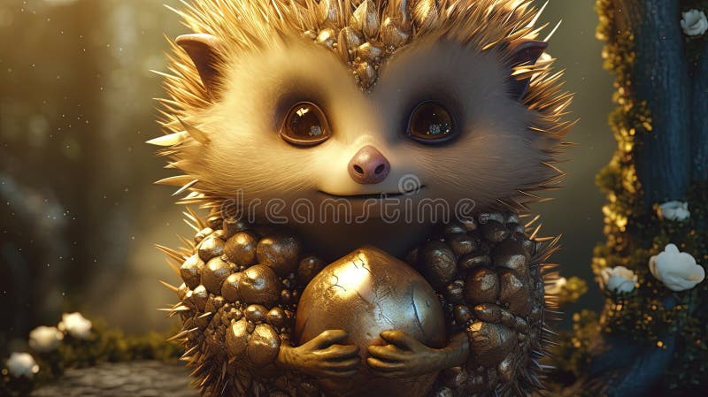 Anthropomorphic Hedgehog, Digital Art Illustration, Generative AI Stock ...