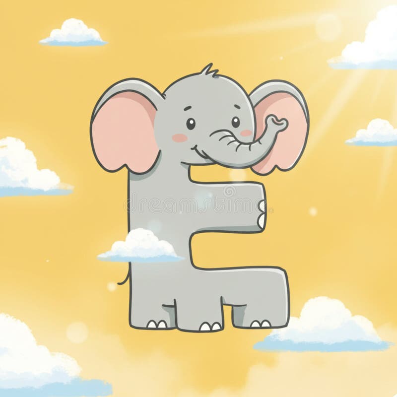 Anthropomorphic Illustration of the Letter "E" Designed As a Cute ...