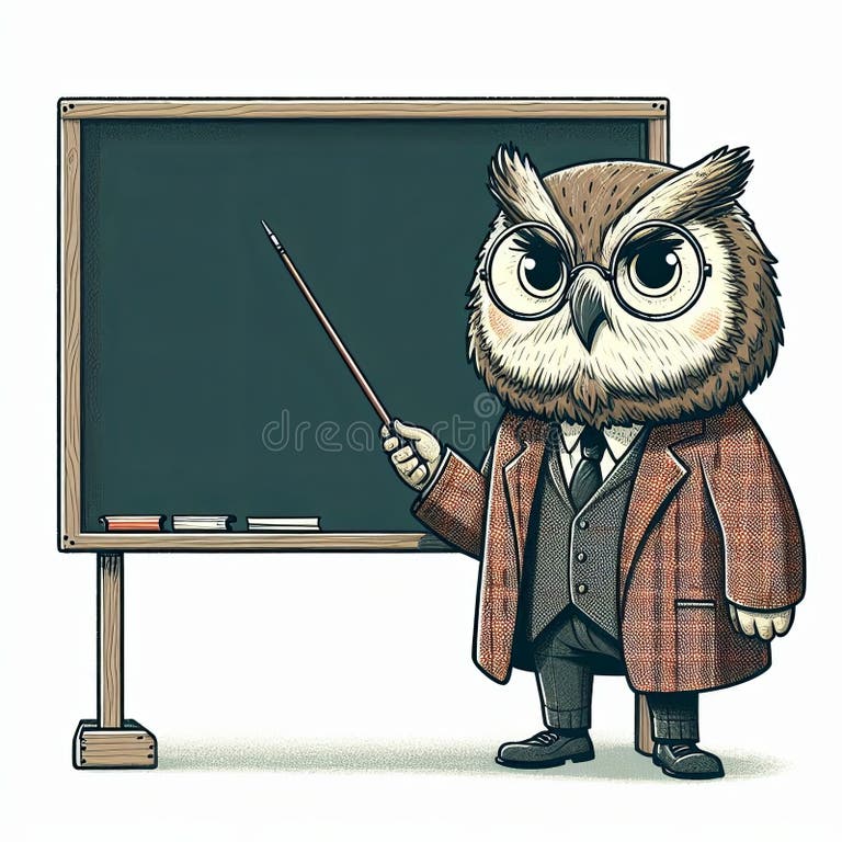 Anthropomorphic Owl Teaching Lesson Stock Illustration - Illustration ...