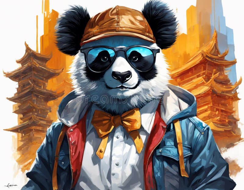 Anthropomorphic Panda. Generated by AI. Stock Illustration ...