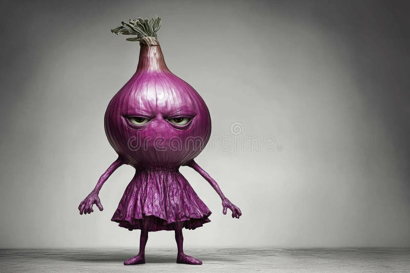 Anthropomorphic Purple Onion with Attitude Stock Illustration ...
