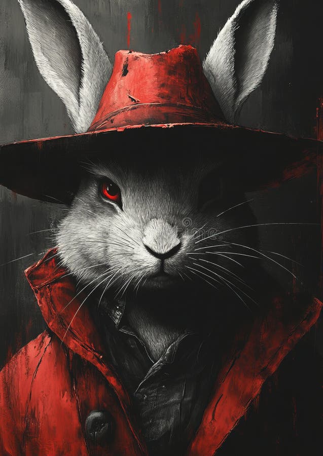 Anthropomorphic Rabbit with Red Eyes, Stock Illustration - Illustration ...