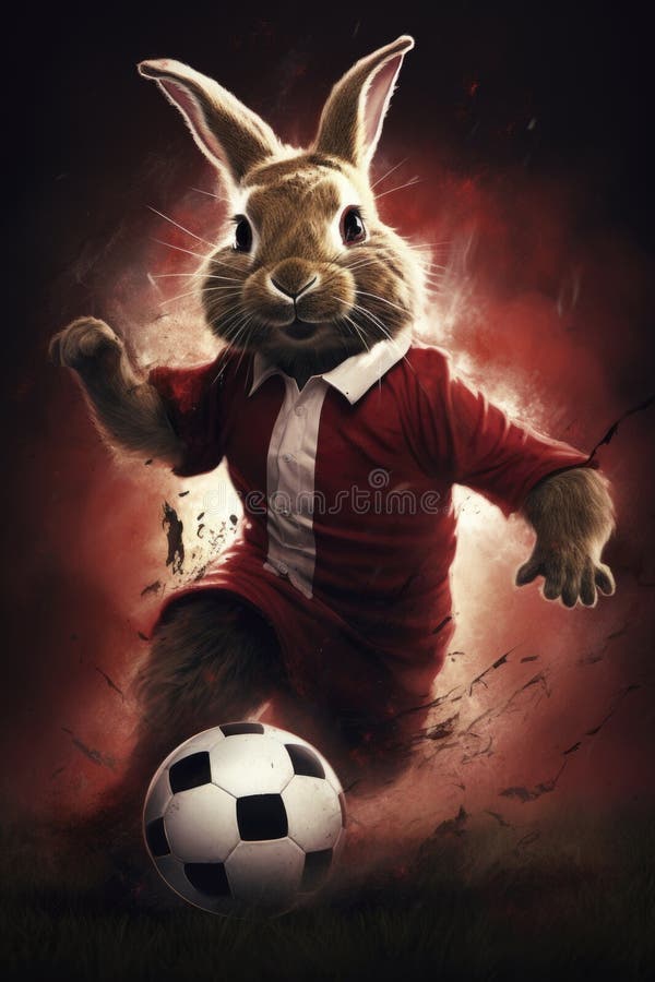 Anthropomorphic Rabbit Soccer Player. Generative Ai Stock Illustration ...