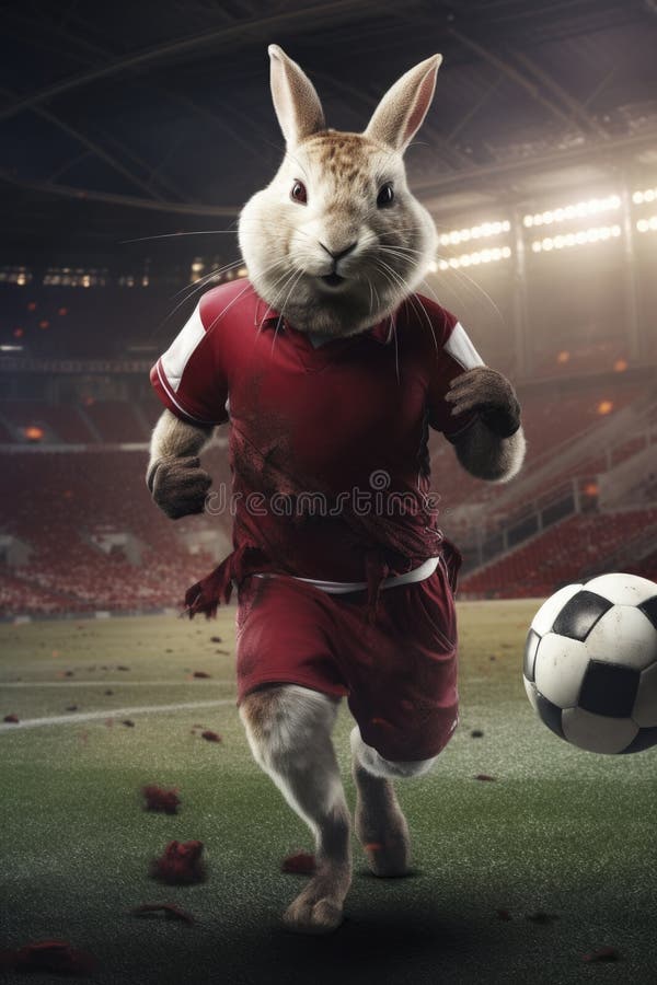Anthropomorphic Rabbit Soccer Player. Generative Ai Stock Illustration ...