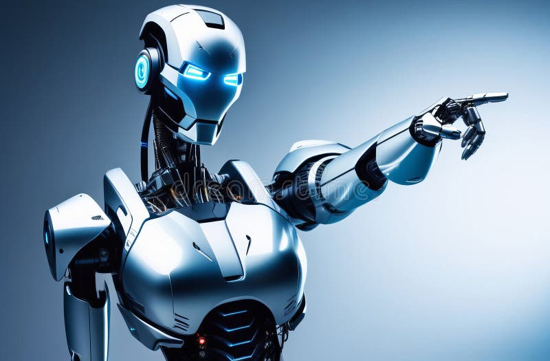 An Anthropomorphic Robot Hand Points with Its Index Finger. AI ...