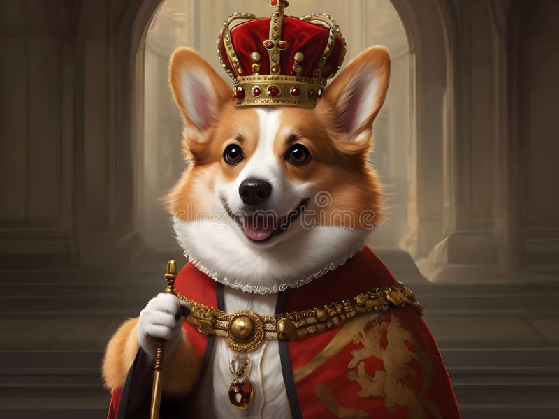 Anthropomorphic Royal Corgi, Dressed Like a Queen of Britain. Stock ...