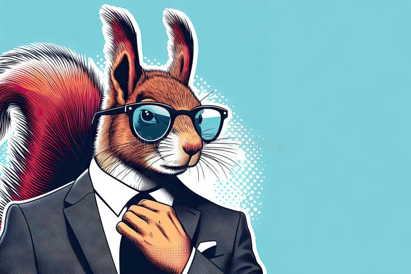 Anthropomorphic Squirrel Character in a Business Suit and Glasses. on a ...