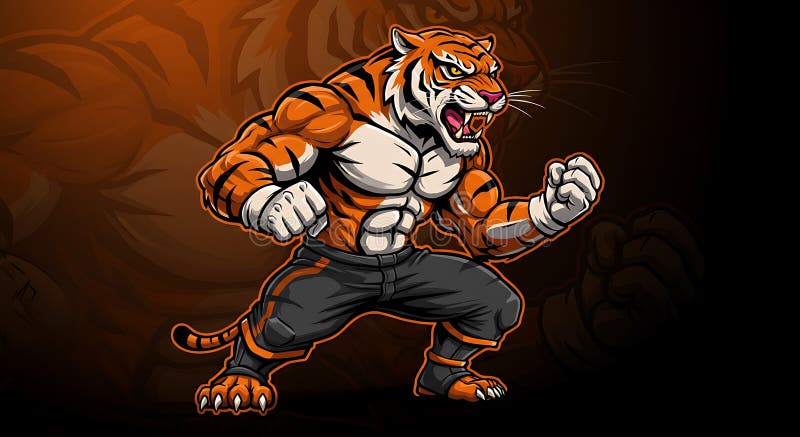 Anthropomorphic Tiger Character with Exaggerated Muscles and an ...