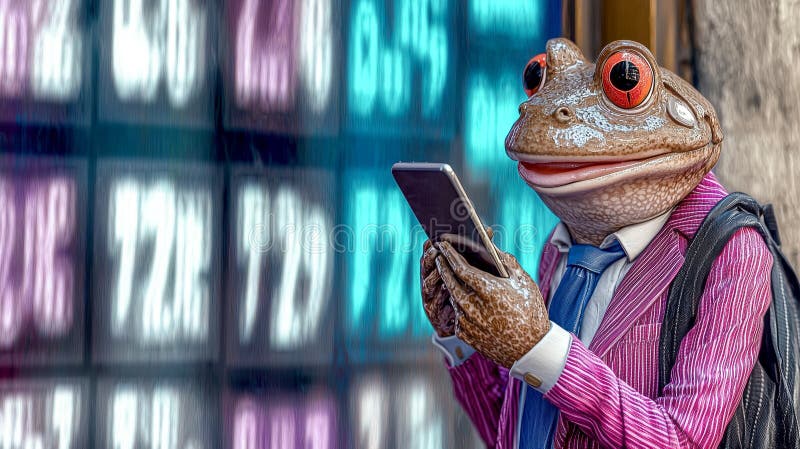 Anthropomorphic Toad in Business Suit Holding Smartphone Stock ...