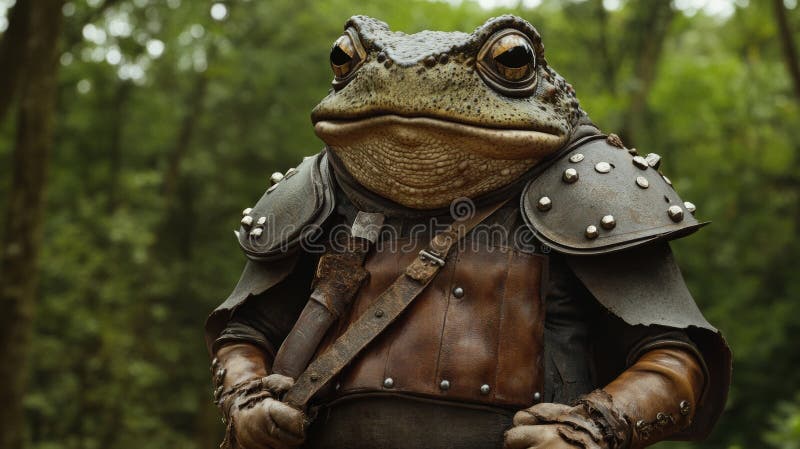 Anthropomorphic Toad Warrior in a Leather and Metal Armor, Created by ...