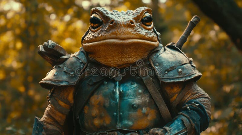 Anthropomorphic Toad Warrior Wearing Leather and Metal Armor Created ...