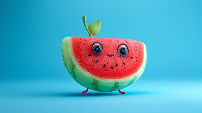 Anthropomorphic Watermelon Slice with a Joyful Expression. Generative ...