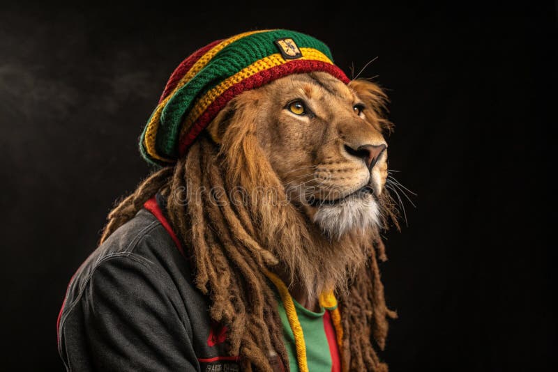 Portrait of the Jamaican King with Dreadlocks Hairstyle Logo Emblem ...