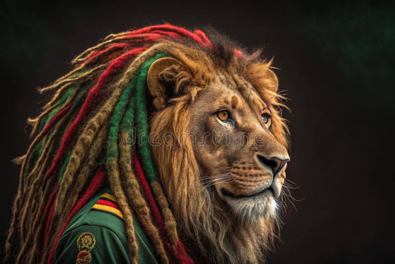 Portrait of the Jamaican King with Dreadlocks Hairstyle Logo Emblem ...