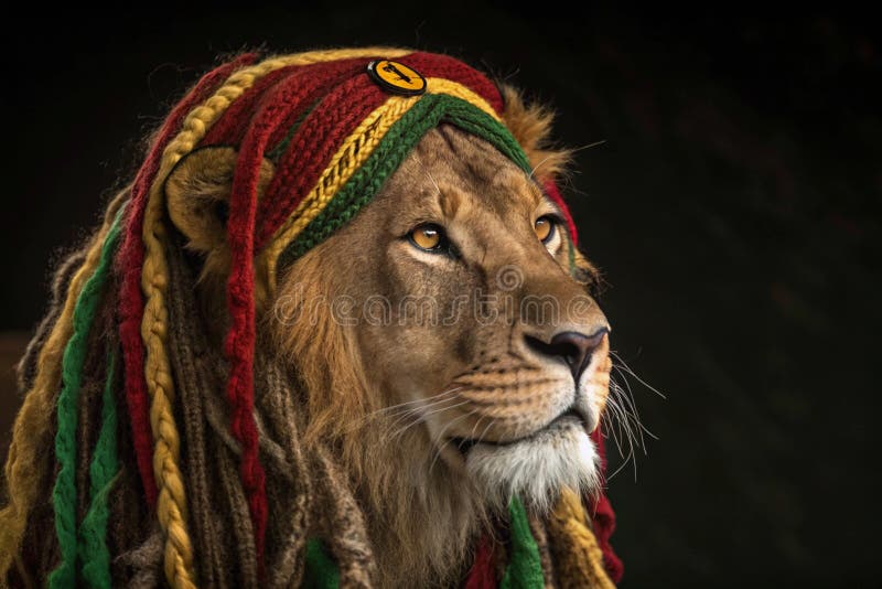 Portrait of the Jamaican King with Dreadlocks Hairstyle Logo Emblem ...