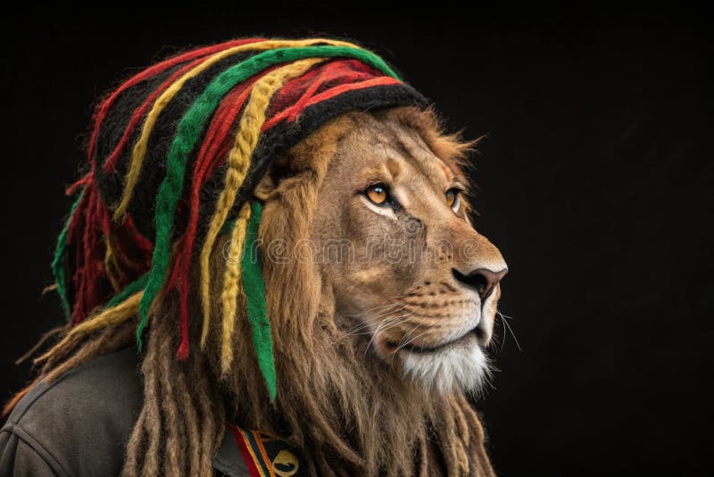 Portrait of the Jamaican King with Dreadlocks Hairstyle Logo Emblem ...