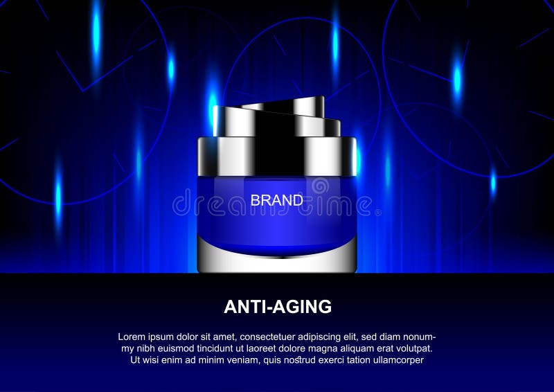 Anti-aging with Blue Lights on Clock Background Concept Stock Vector ...