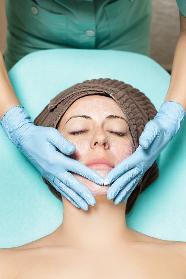 Anti Aging Facial Massage Cosmetologist Doing Massage Young Woman Spa