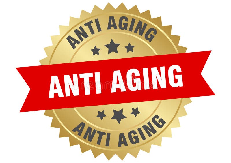 Anti Aging. Anti Aging Round Red and Gold Label Isolated on Transparent ...
