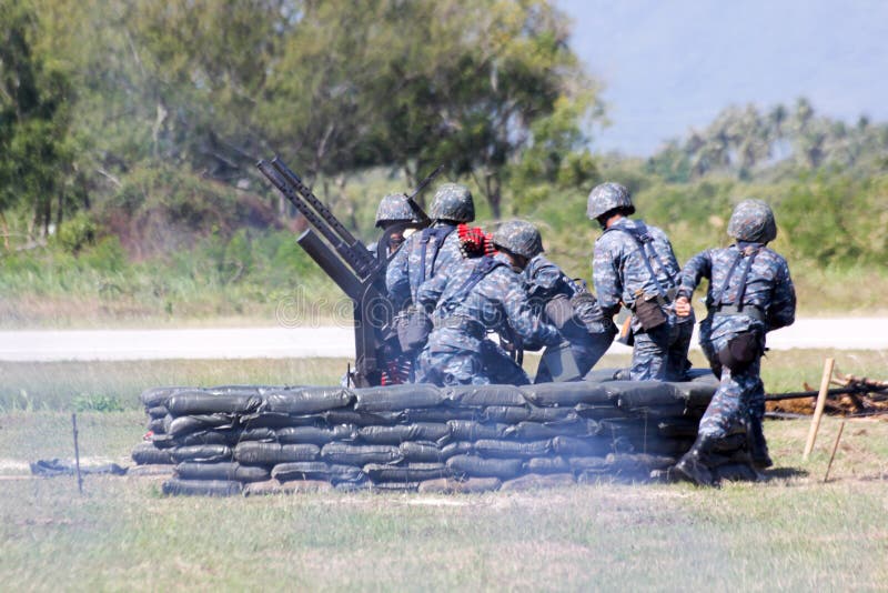 Anti Aircraft Fire Heavy Machine Gun Stock Image - Image of fifty ...