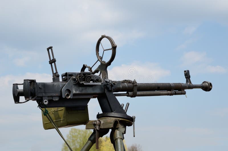 Anti-aircraft machine gun editorial stock photo. Image of barrel - 74255523