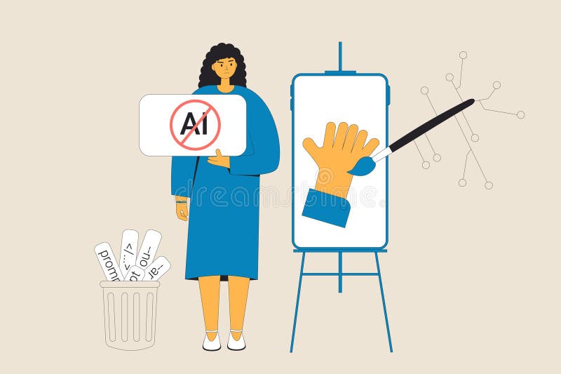 Anti Artificial General Intelligence. Young Artist Protest Against ...