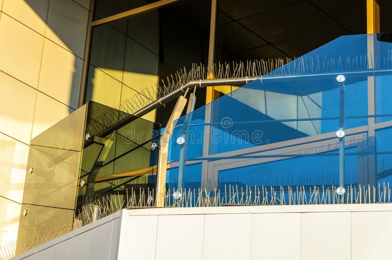 Anti-Bird Spikes on Facade Elements of Building Stock Photo - Image of ...