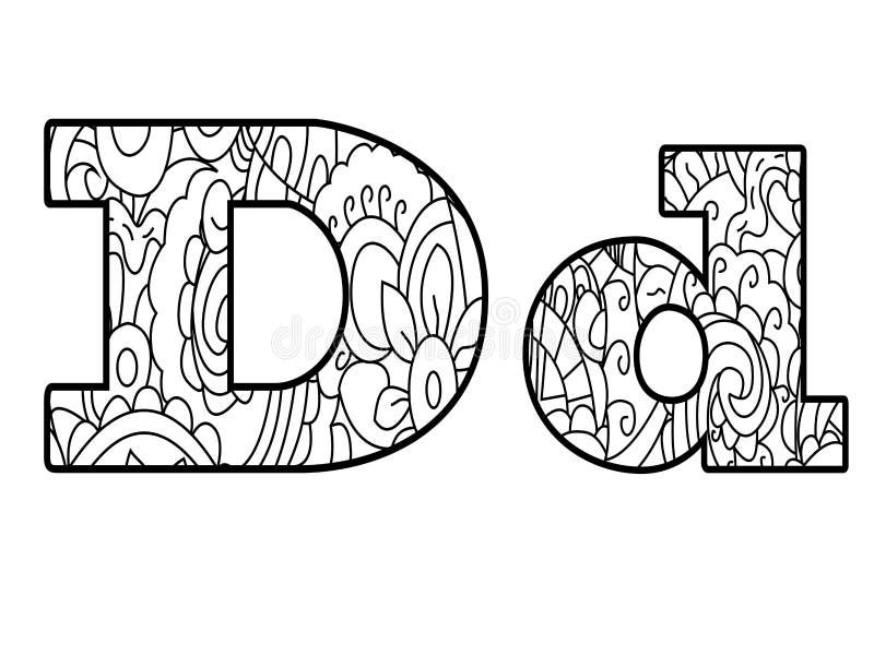 Anti Coloring Book Alphabet The Letter D Vector Illustration Stock Vector Illustration Of