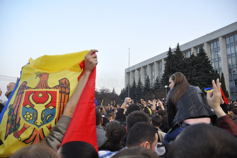 Anti-Communist Demonstrators Protests in Chisinau Editorial Stock Photo ...