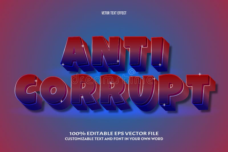 Anti Corrupt Editable Text Effect 3 Dimension Emboss Comic Style Stock ...
