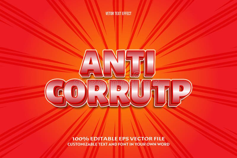 Anti Corrupt Editable Text Effect 3 Dimension Emboss Comic Style Stock ...