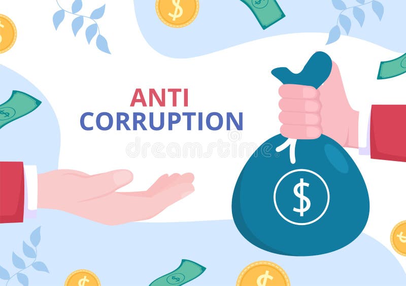 Anti Corruption Flyer Template Flat Cartoon Background Vector ...