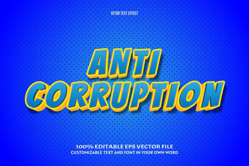 Anti Corruption Editable Text Effect 3d Emboss Comic Style Stock Vector ...
