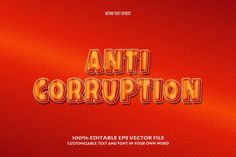 Anti Corruption Editable Text Effect 3d Emboss Comic Style Stock Vector ...