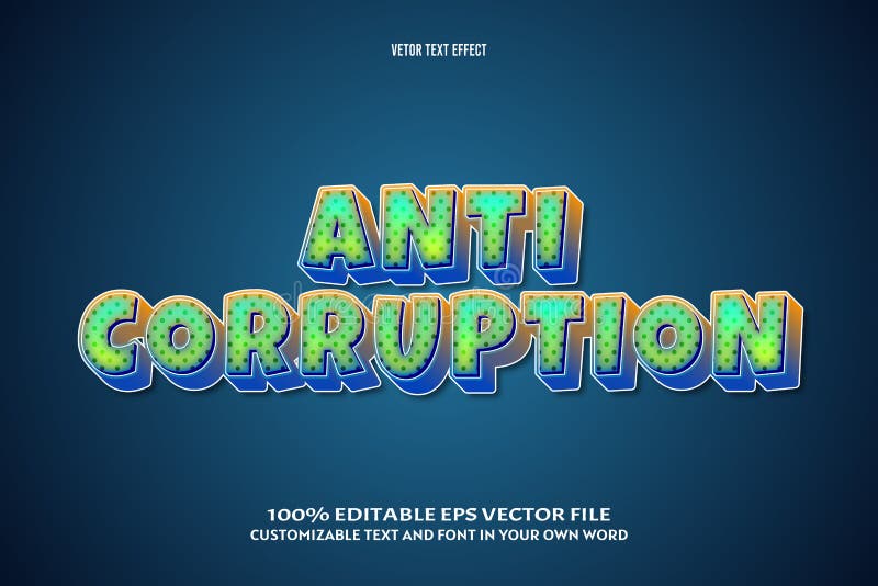 Anti Corruption Editable Text Effect 3 Dimension Emboss Comic Style ...