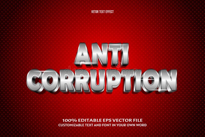 Anti Corruption Editable Text Effect 3 Dimension Emboss Modern Style ...
