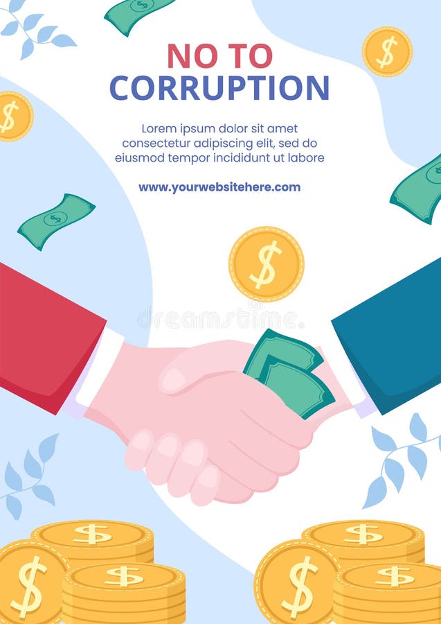 Anti Corruption Flyer Template Flat Cartoon Background Vector ...