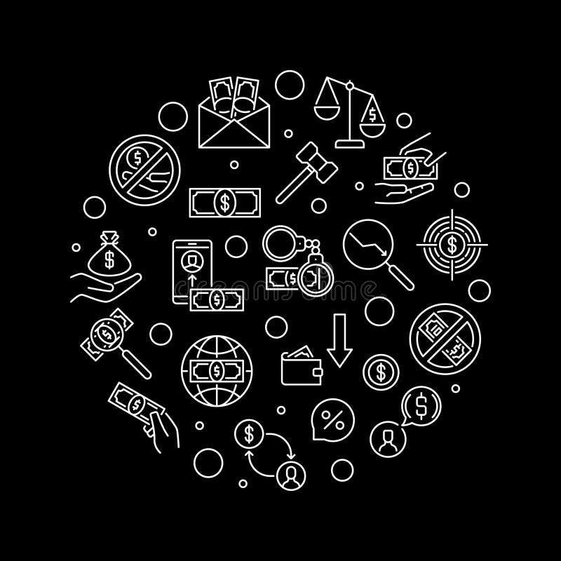 Anti Corruption Outline Round Illustration. Vector Banner Stock ...