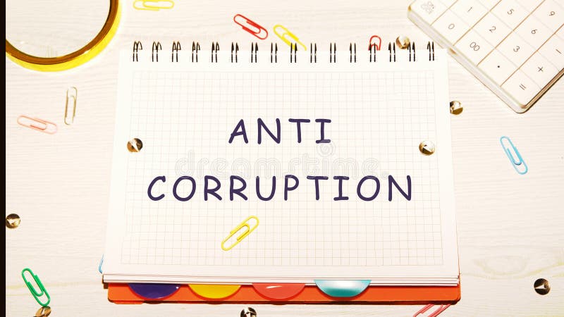 Anti Corruption Text Written on a Notebook in a Cage on the Table Stock ...