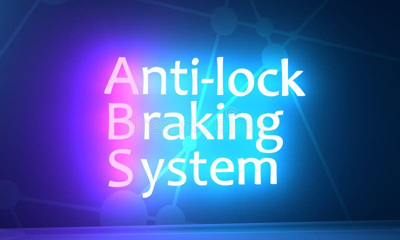 Anti-lock Braking System Acronym. Neon Shine Text. 3D Render Stock ...