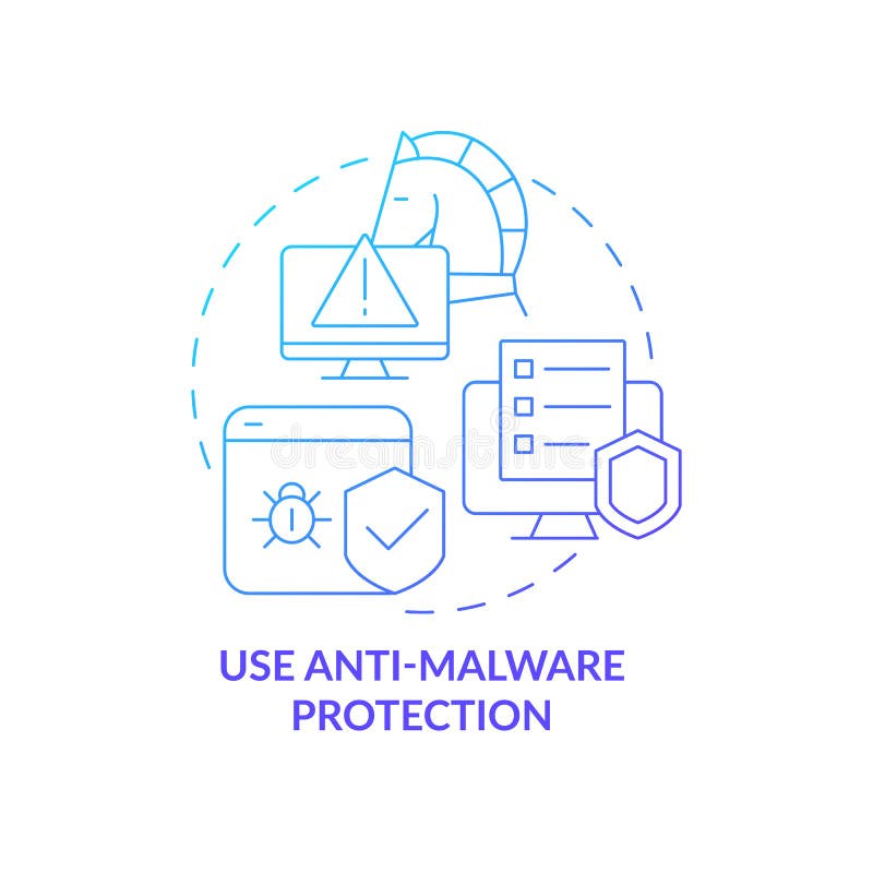 Anti-malware Protection Software Blue Gradient Concept Icon Stock ...